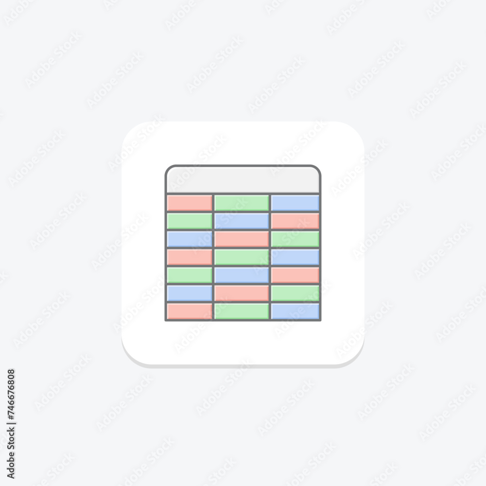 Table icon, tables, data table, data tables, tabular format lineal ...