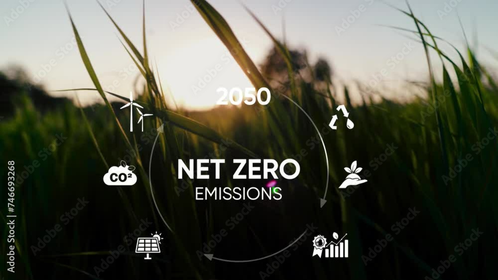 Vidéo Stock Net zero 2050. Carbon neutral concept. Net zero greenhouse ...