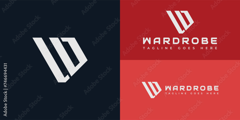 Abstract initial letter WD or DW logo in white color presented with ...