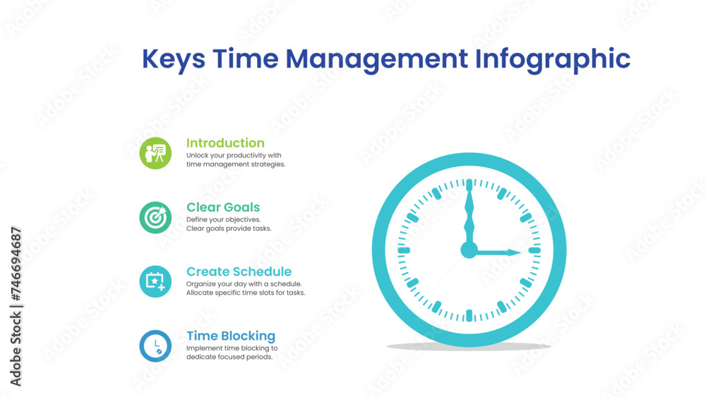 Presentation vector background with time management infographic Stock ...