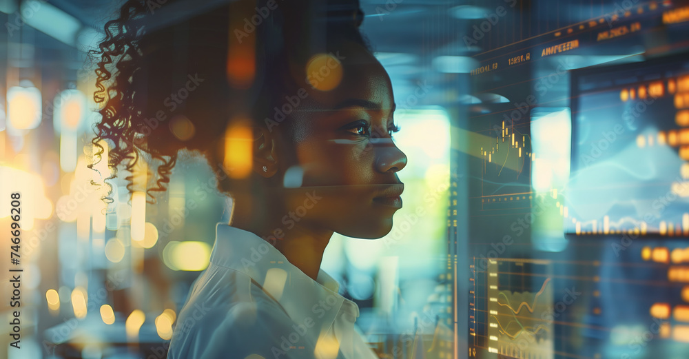 Visionary Trader Envisioning the Future of Finance. Silhouette of a ...