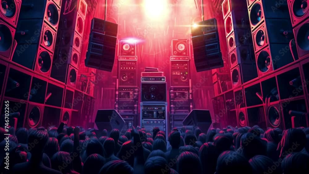 Vidéo Stock energetic music concert setting with a stage surrounded by ...