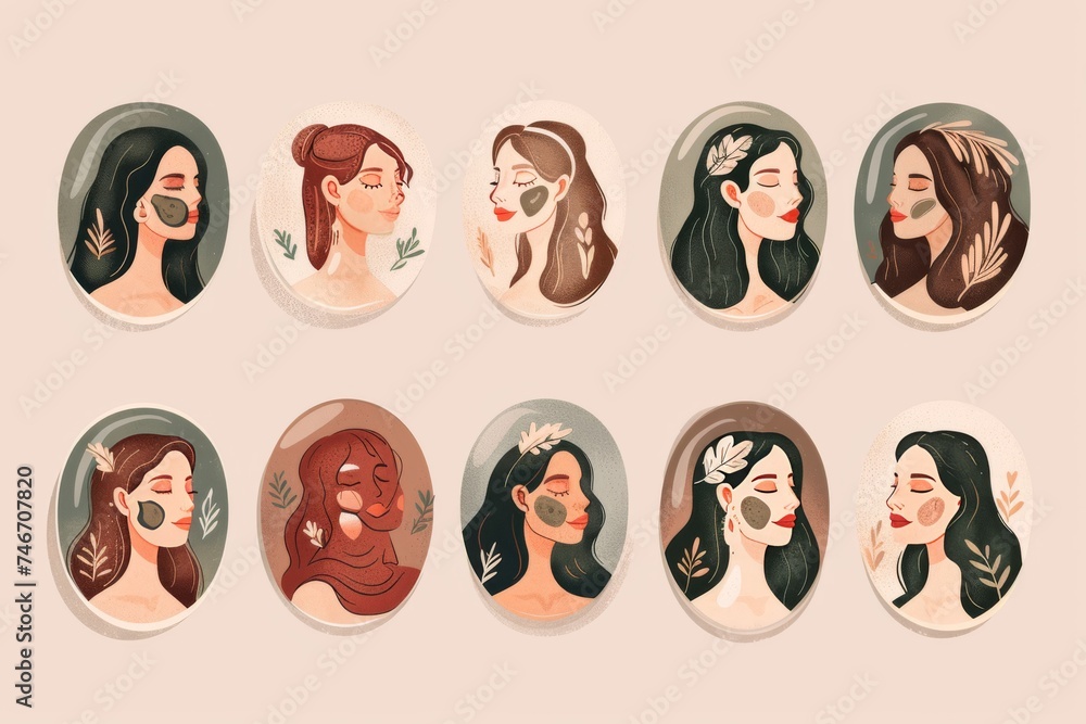 Facial cool skin care cream. Skincare treatment products: nature lotion ...