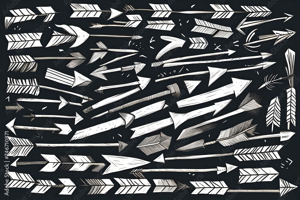 hand drawn arrow set vector Collection hand drawn arrows. Set simple ...