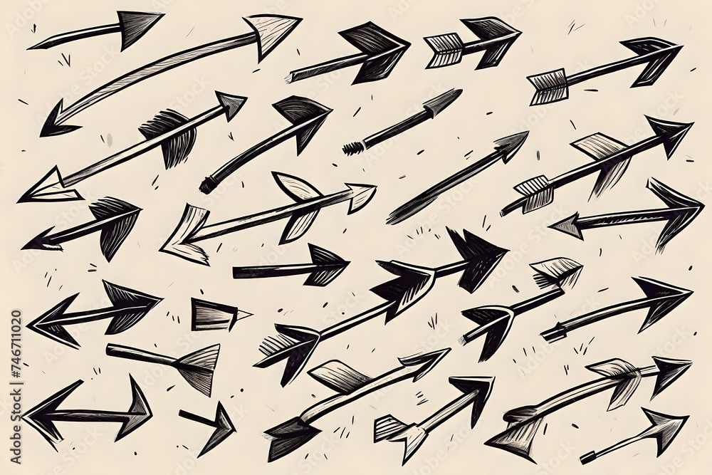 hand drawn arrow set vector Collection hand drawn arrows. Set simple ...