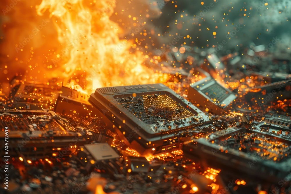 An image of chaos unfolds as a computer succumbs to a virus, with ...