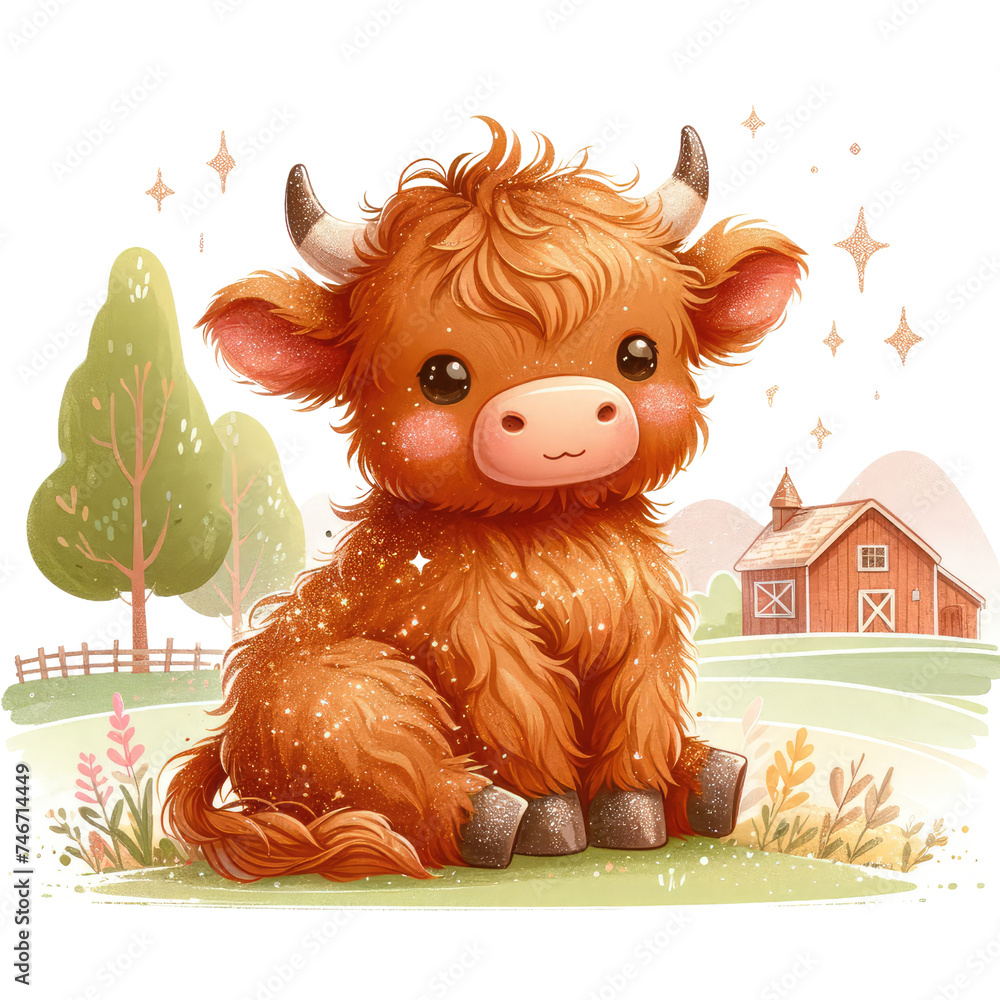 Baby Highland Cow - Adorable Calf on Farm | Cute Animal Photography ...