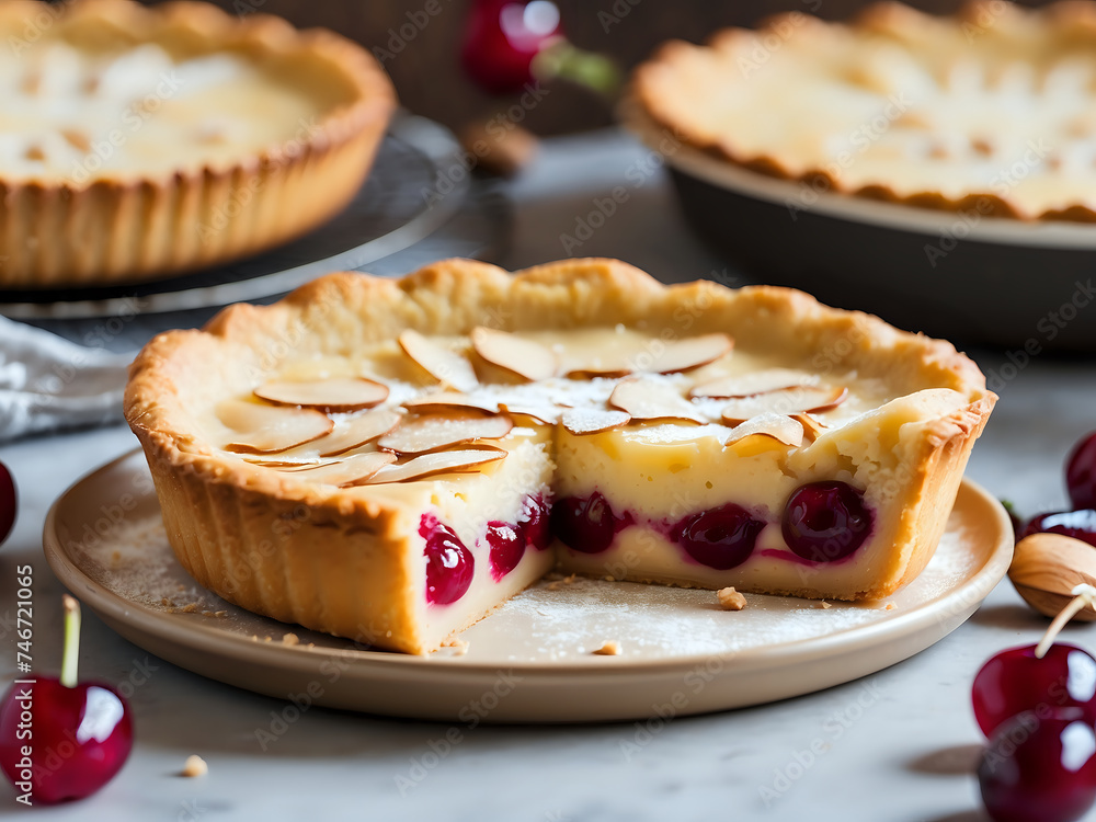 Almond frangipane cherry tart. Buttery tart crust filled with almond ...