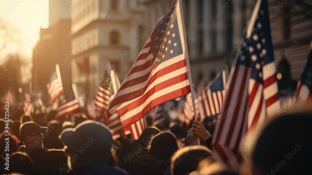 Background blur of crowd at political rally in the United States ...