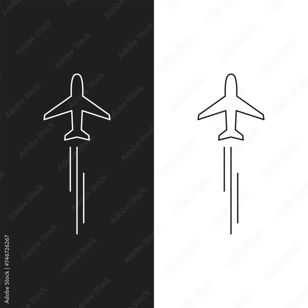 Airplane icon takeoff logo black pictogram set vector or plane take off ...