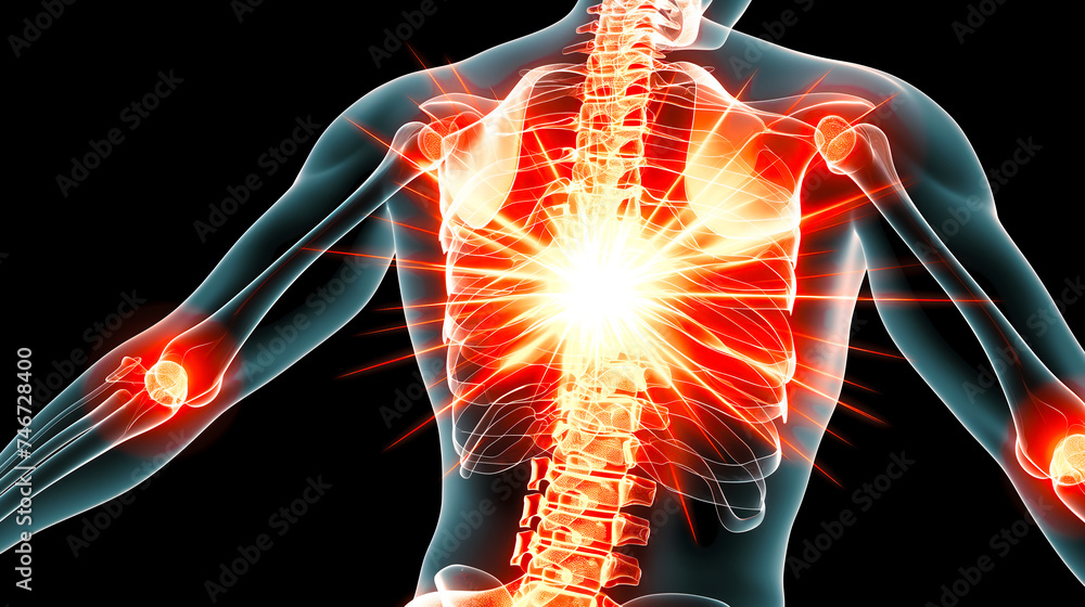 3d X-Ray rendered illustration of a painful back. Beyond the Surface ...