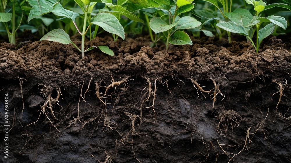 The root system of plants in the soil Stock Photo | Adobe Stock