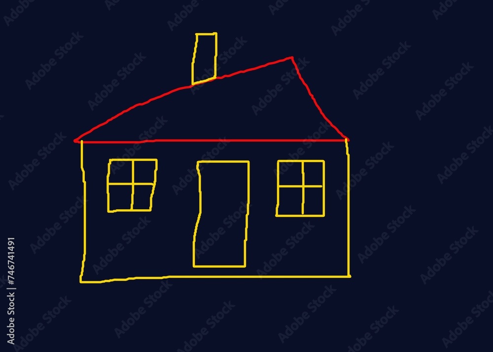 Drawing from memory, a drawing of a house, was drawn by a 38 year old ...