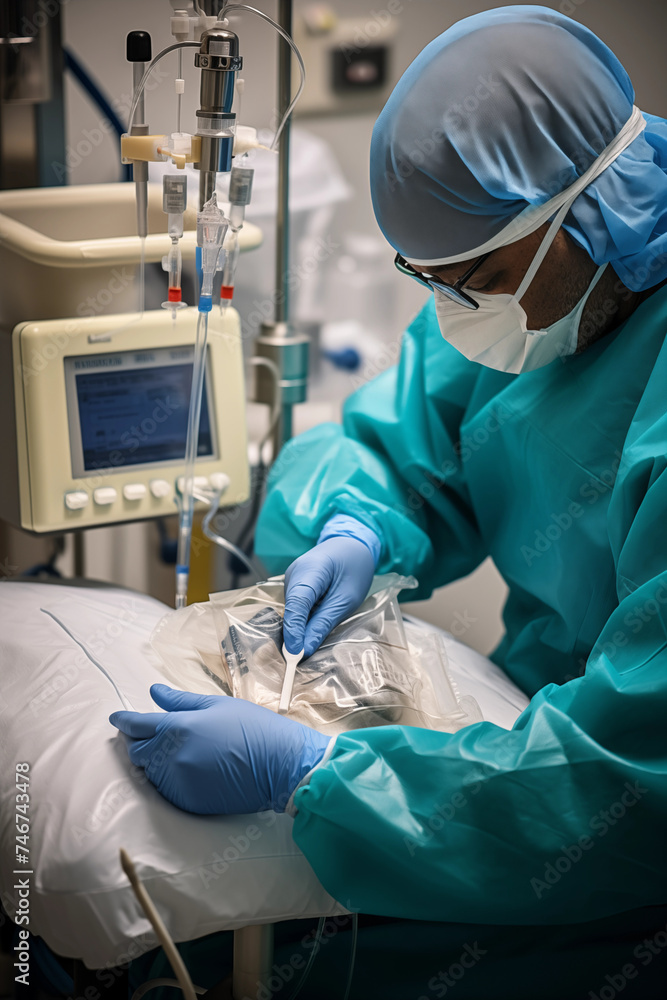 Healthcare Professional Administering Intravenous Therapy in a Hospital ...