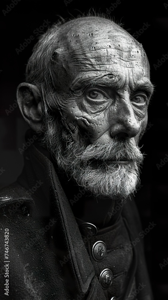 Illustration of a German soldier in the First World War with a pale and ...