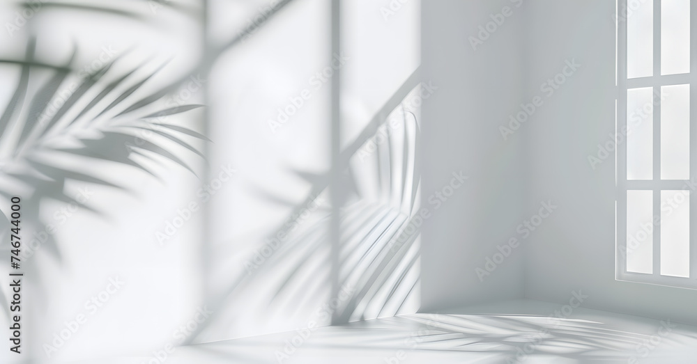 Abstract white studio background for product light and shadow room mock ...