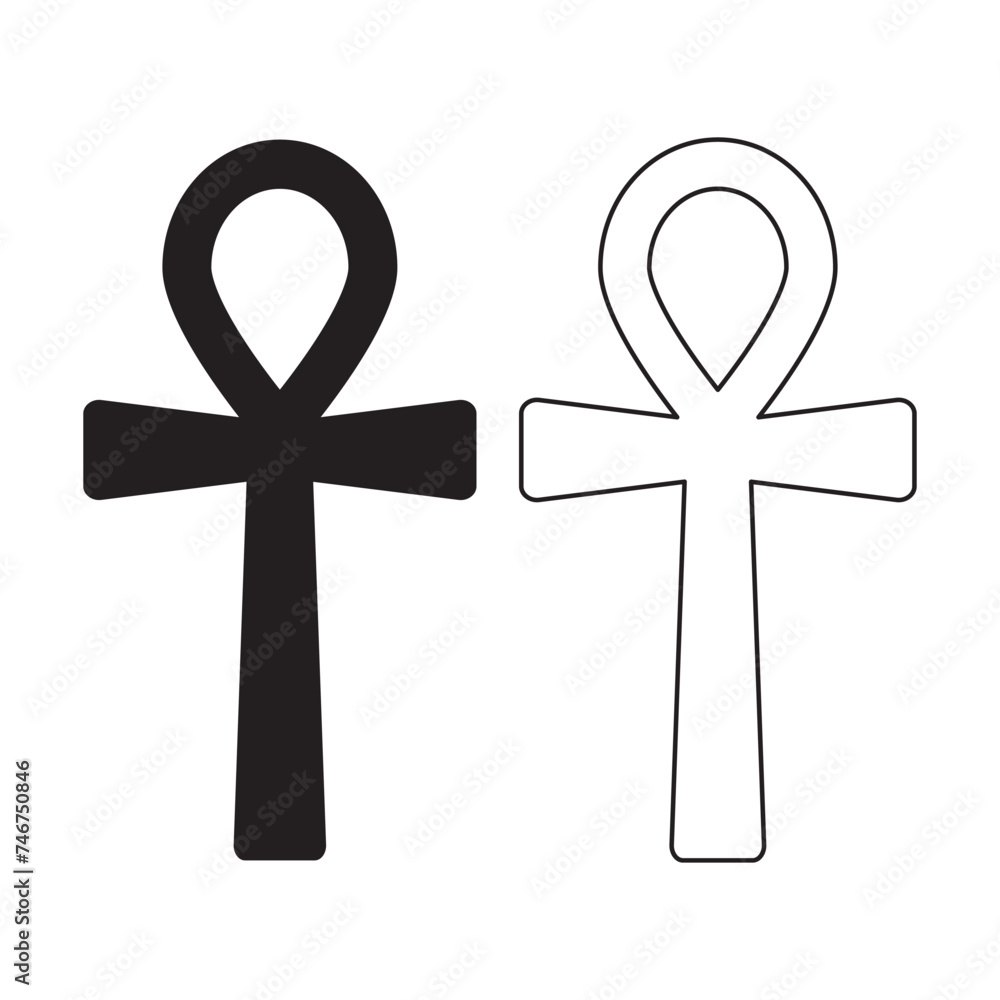 ankh symbol icon, collection of ancient Egyptian ankh signs, Symbol of ...