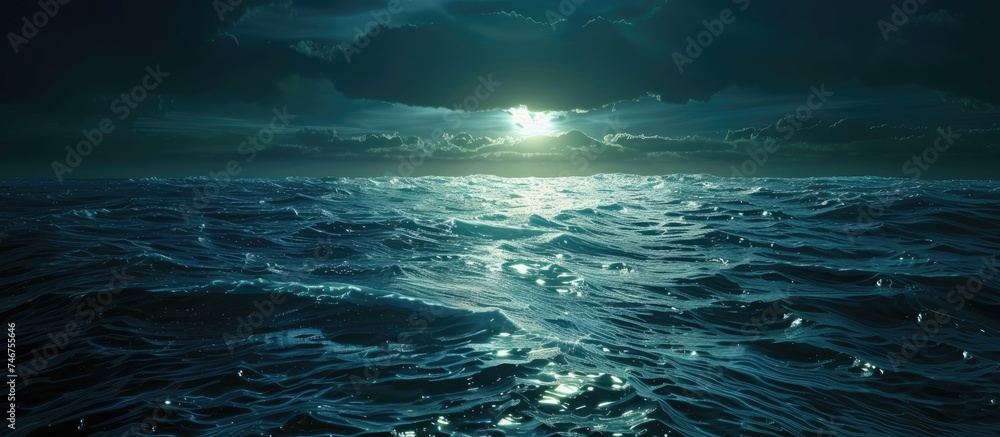 This is a full view of a body of water at night, illustrating the ...