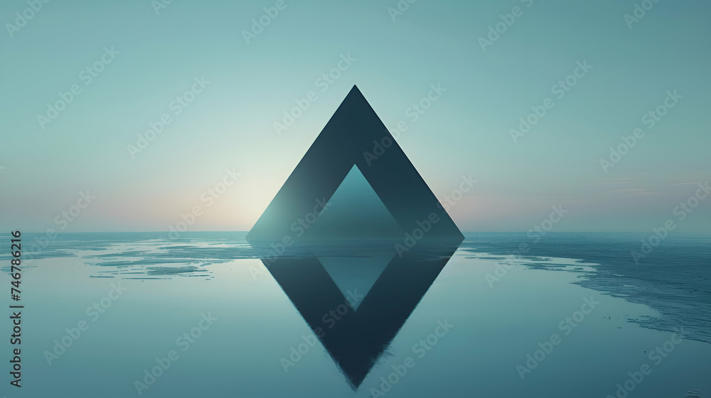 One inverted triangle, depicted in a minimalist flat vector design, its ...