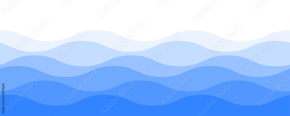 Wave pattern background with seamless geometric water curves, vector ...