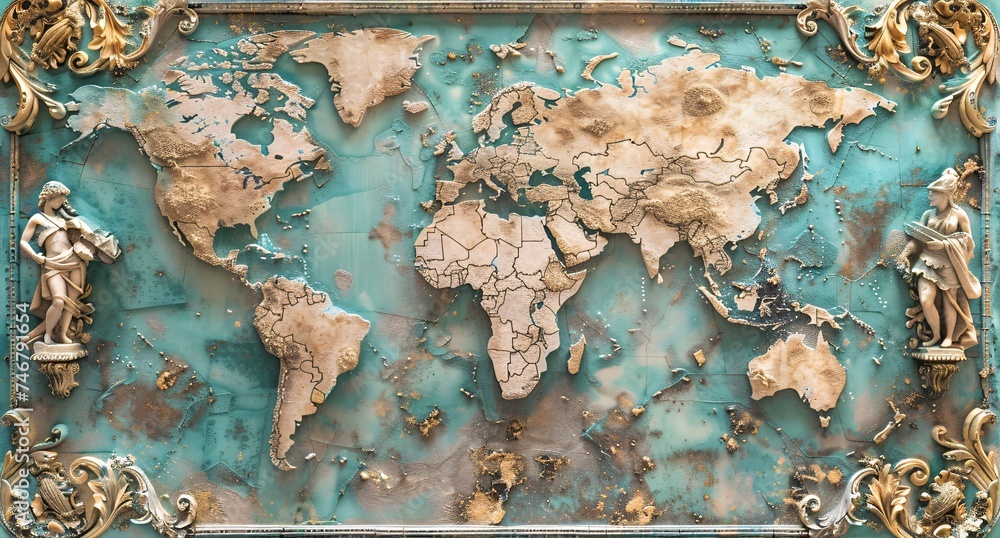 3D world map illustration Stock Illustration | Adobe Stock