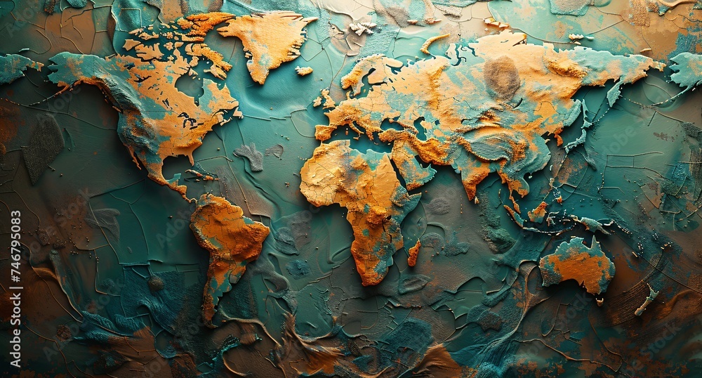 3D world map illustration Stock Illustration | Adobe Stock