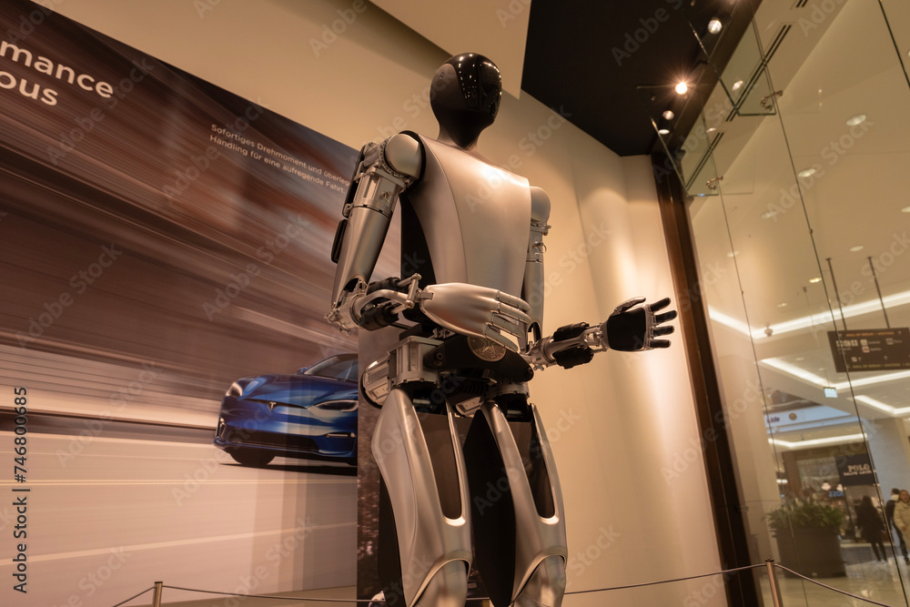 featuring Tesla Bot Optimus, humanoid robot prototype by Tesla, Inc ...