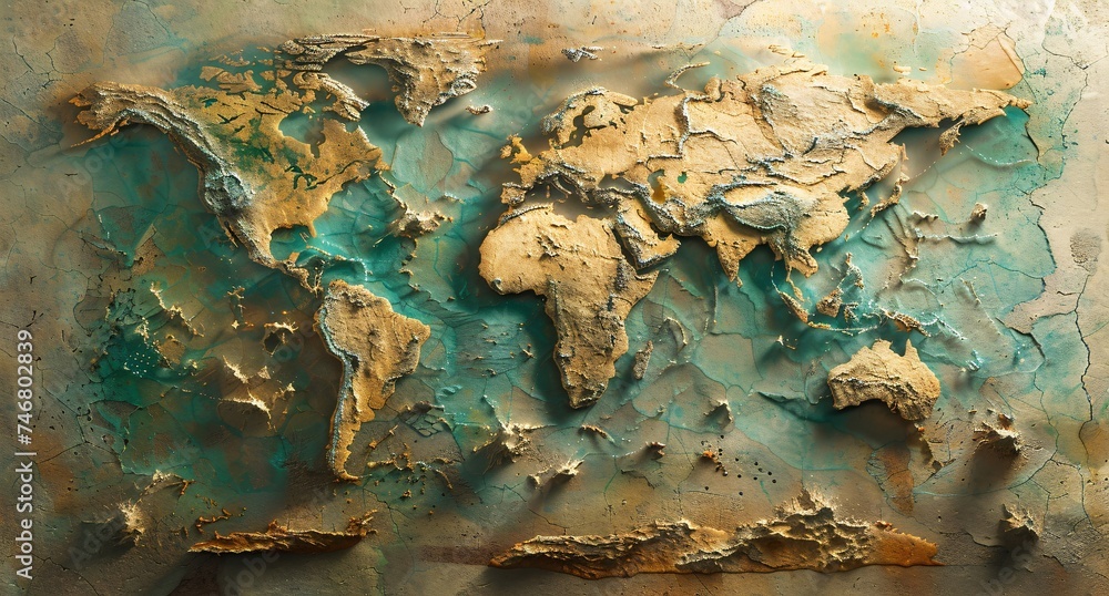 3D world map illustration Stock Illustration | Adobe Stock