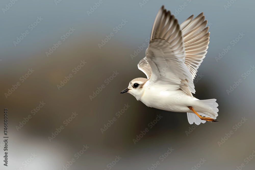 The Piping Plover in flight, with its delicate wings outstretched ...
