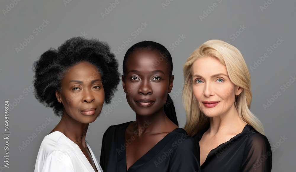 Portrait of a group of beautiful mature, aged women of different races ...