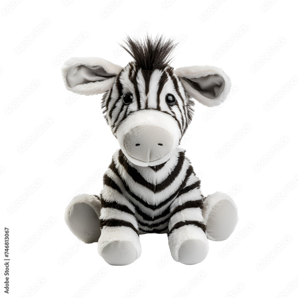 Cute Fluffy Zebra Stuffed Animal Figurine, Isolated on Transparent ...