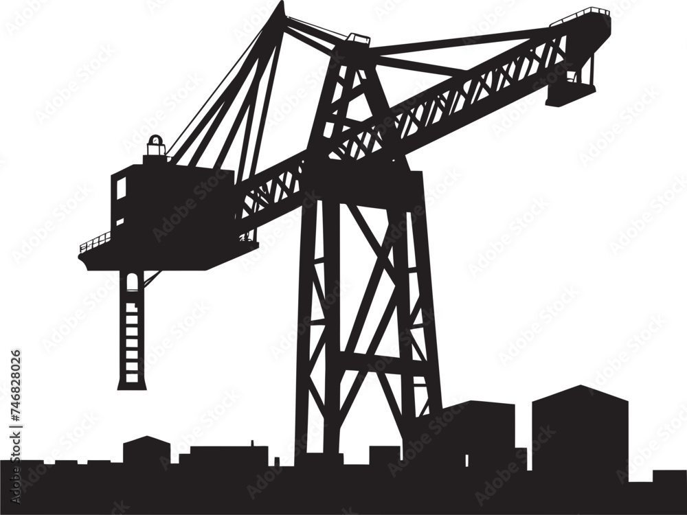 Wharfside Container Terminal Icon Shipping Port Crane Emblem Dockside ...