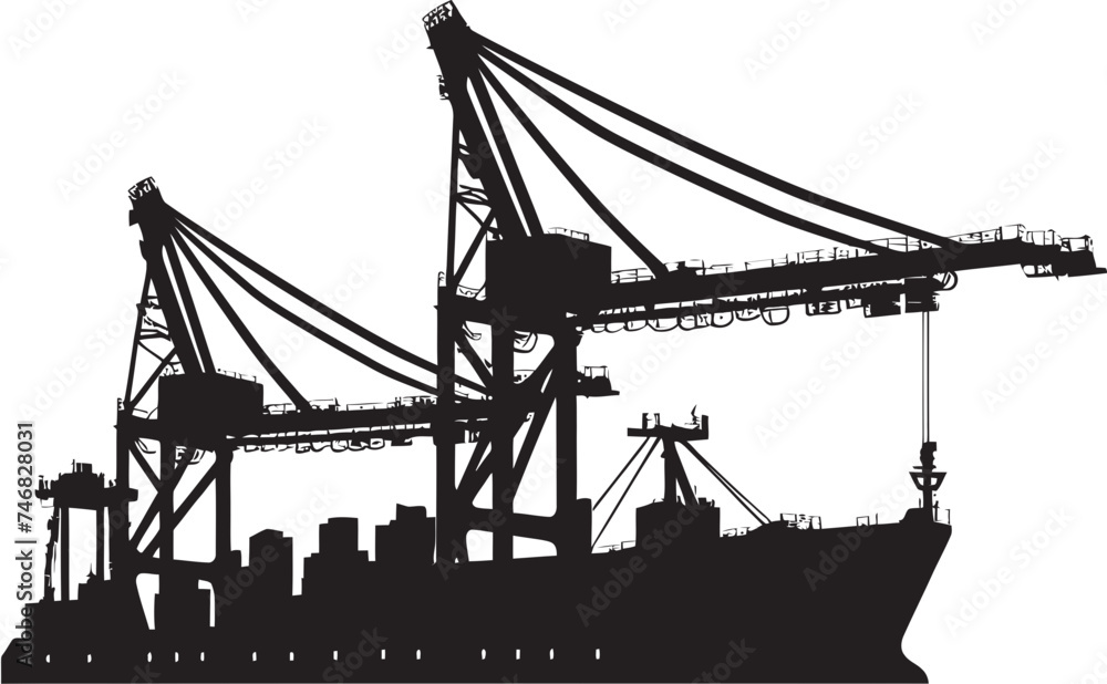 Seafaring Infrastructure Symbol Shipping Port Crane Design Dockyard ...