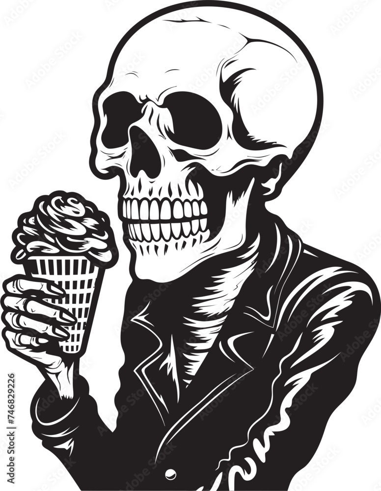 Terrifying Treats Skeleton Licking Soft Serve Logo Design Bone Chilling ...