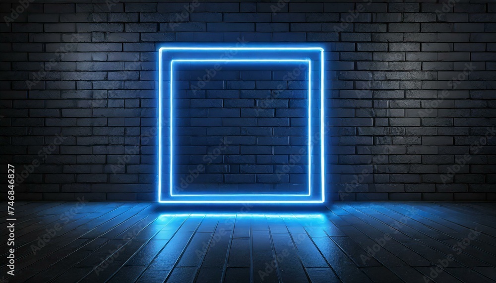 Neon blue text box with bricks background HD 4K, high quality electric ...