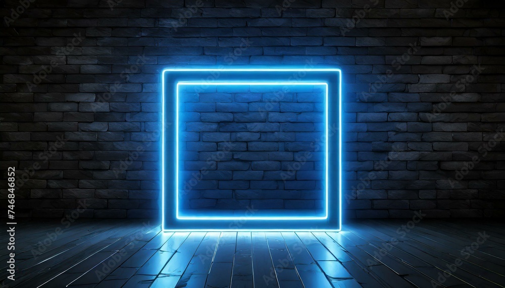 Neon blue text box with bricks background HD 4K, high quality electric ...