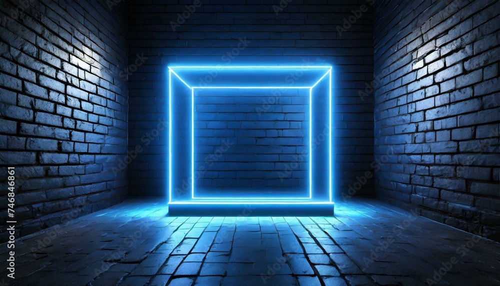 Neon blue text box with bricks background HD 4K, high quality electric ...