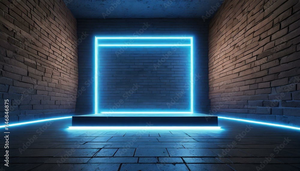 Neon blue text box with bricks background HD 4K, high quality electric ...