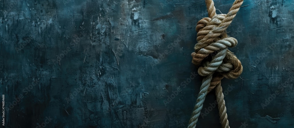 A decorative rope hangs from the side of a wall, adding a touch of ...