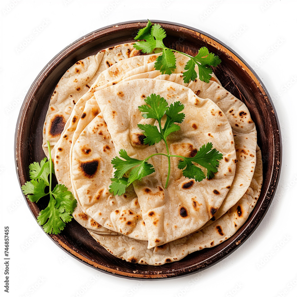Pakistani roti , tortilla isolated on white background , top view Stock ...