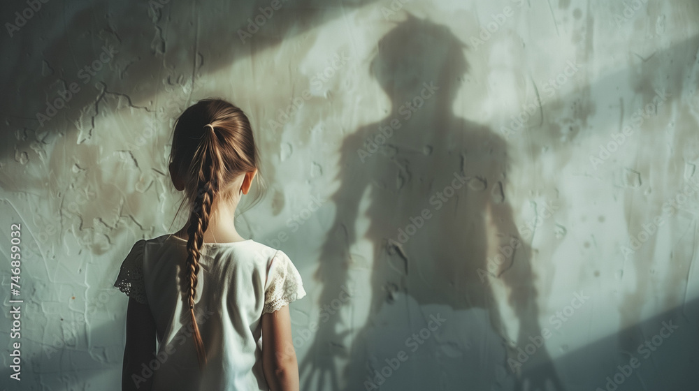 Courageous Little Girl Facing Scary Shadow and Monster for Healing and ...