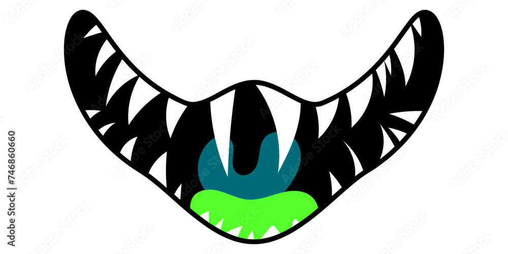 Vetor de Scary and creepy monster mouth. Cartoon scary smile with sharp ...