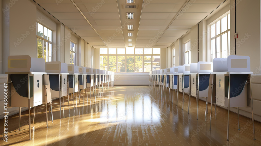 Voting Booths: Rows of Voting Booths Ready for Citizens to Cast Their ...