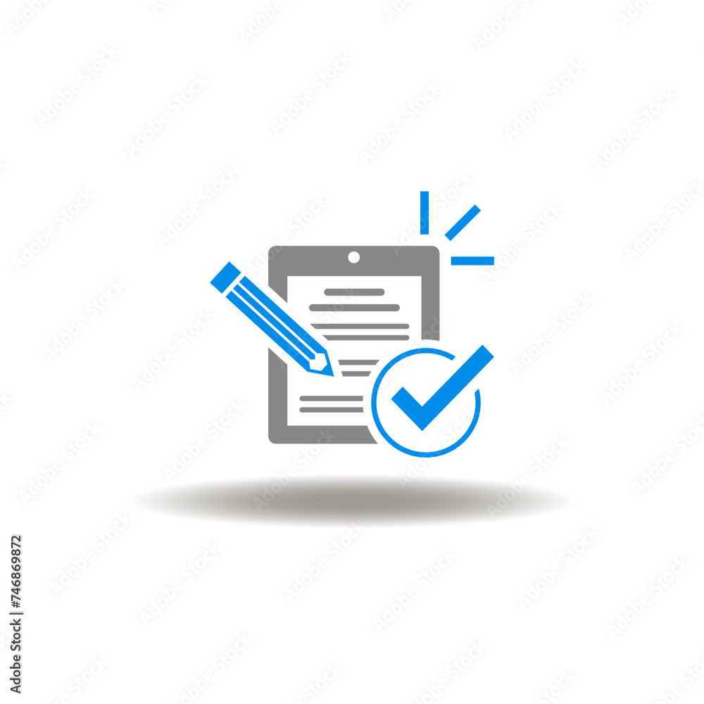 Vector illustration of checklist with pencil and check mark. Icon of ...