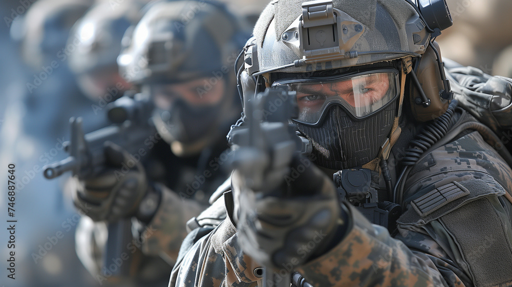 Special operations soldiers in the army. Camo uniform army men with ...