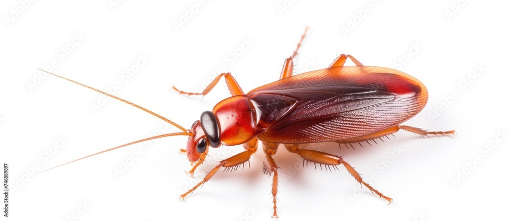 A red American cockroach, also known as the Periplaneta cockroach, is ...