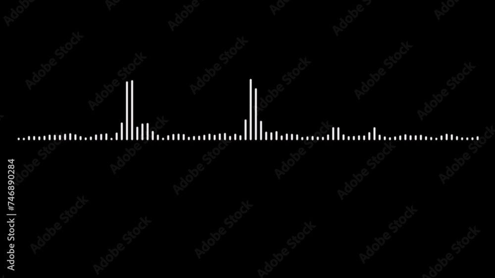 black and white audio visualizer on black background. waveform spectrum ...