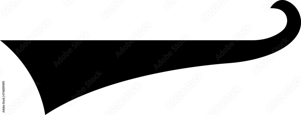 Swoosh and swoop underline typography tail shape in fill style. Brush ...