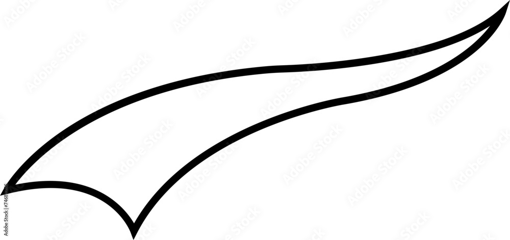 Swoosh and swoop underline typography tail shape in line style. Brush ...