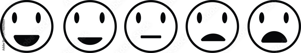 Emotion feedback scale. Includes such emoticon as angry, sad, neutral ...